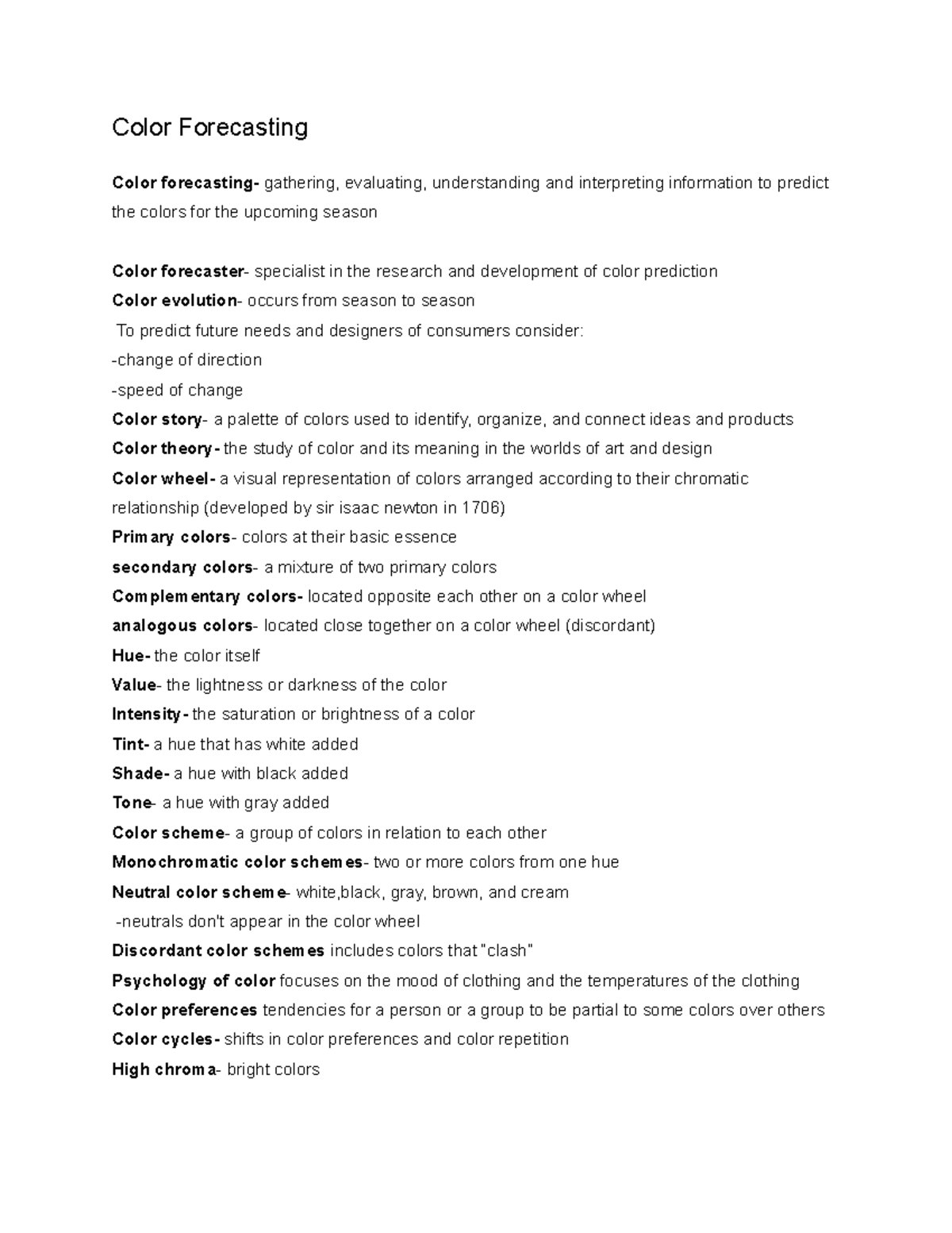 FM 245 Chapter 7 - Professor Ofstroff's October Lecture on Color ...