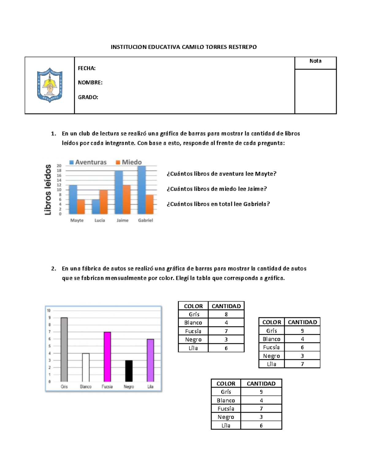 Estadistica 6 grado - actividad para el desarrollo de las matematicas ... Estadistica 6 grado - actividad para el desarrollo de las matematicas ...