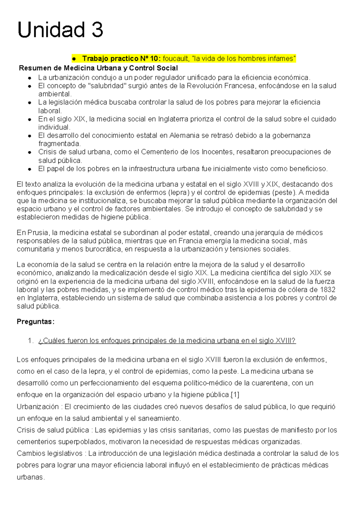 Unidad 3 - resumen u3 - Unidad 3 Trabajo practico Nº 10: foucault, “la vida de los hombres - Studocu