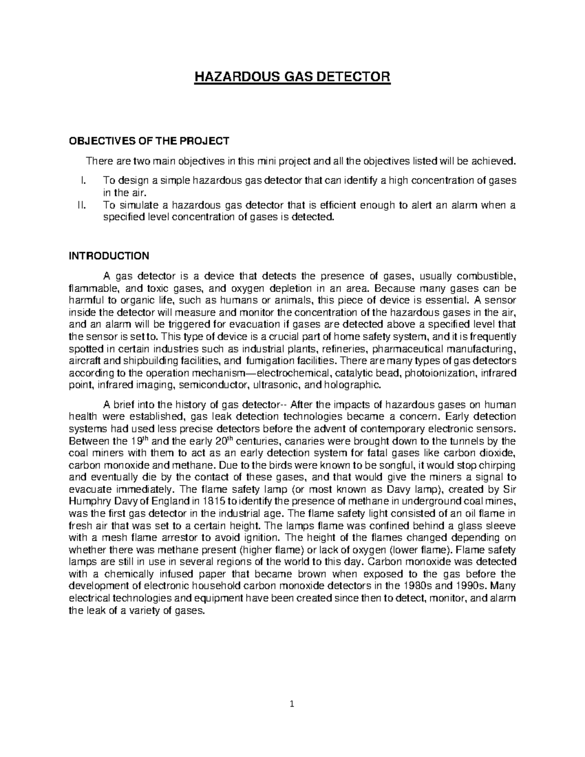 MINI PROJECT: HAZARDOUS GAS DETECTOR - Mechanical Engineering - UiTM ...