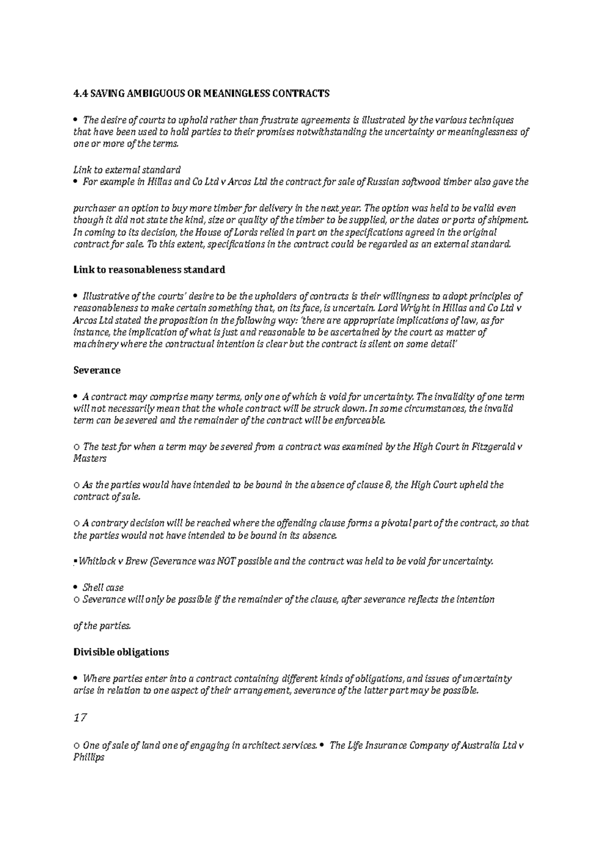 Contracts notes - 4 SAVING AMBIGUOUS OR MEANINGLESS CONTRACTS The ...
