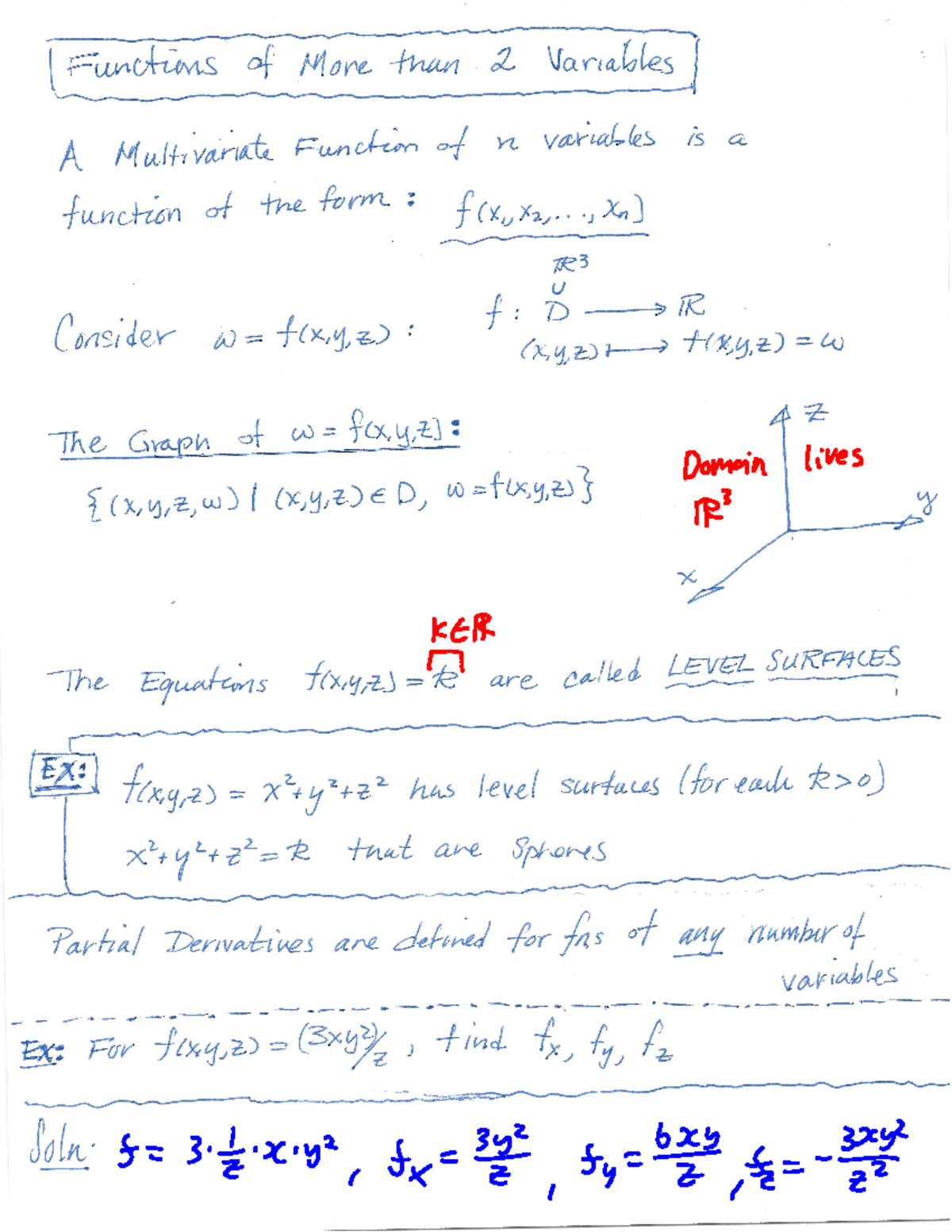 Functions of more than 2 variables - nn nen Funviims of More than ZL Variables A Mult variate ...