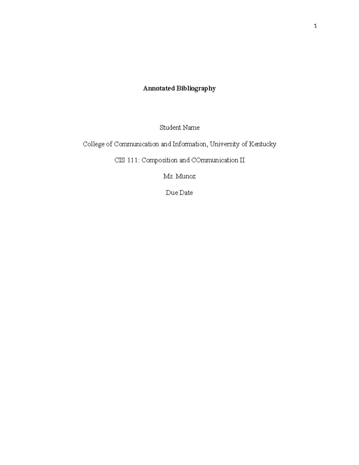 Annotated Bibliography - Annotated Bibliography Student Name College of ...