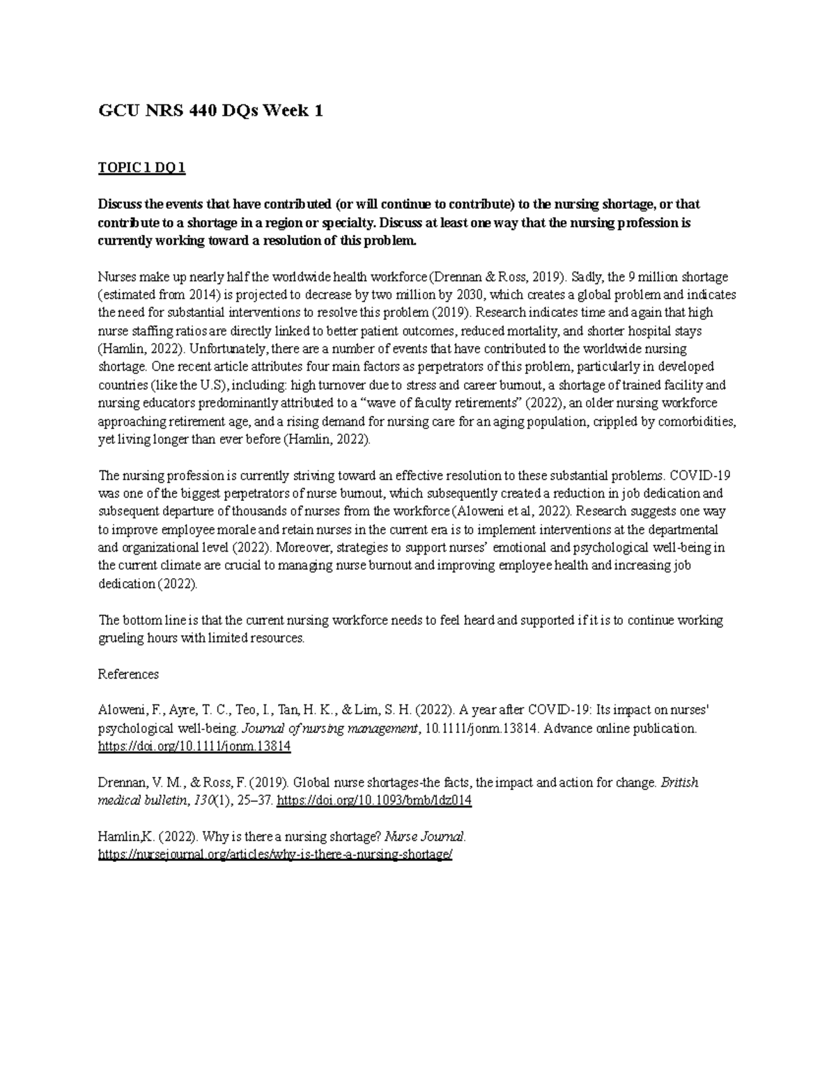 GCU-NRS440-Topic 1-DQ 1 DQ 2 - GCU NRS 440 DQs Week 1 TOPIC 1 DQ 1 ...