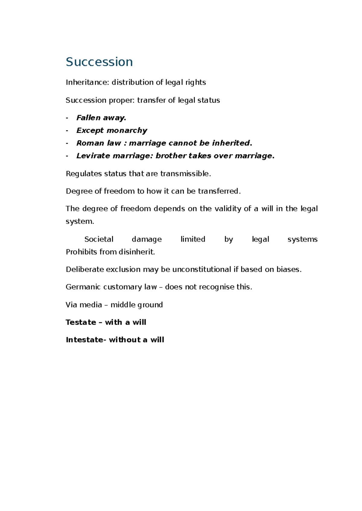 Succession - Succession Inheritance: distribution of legal rights ...