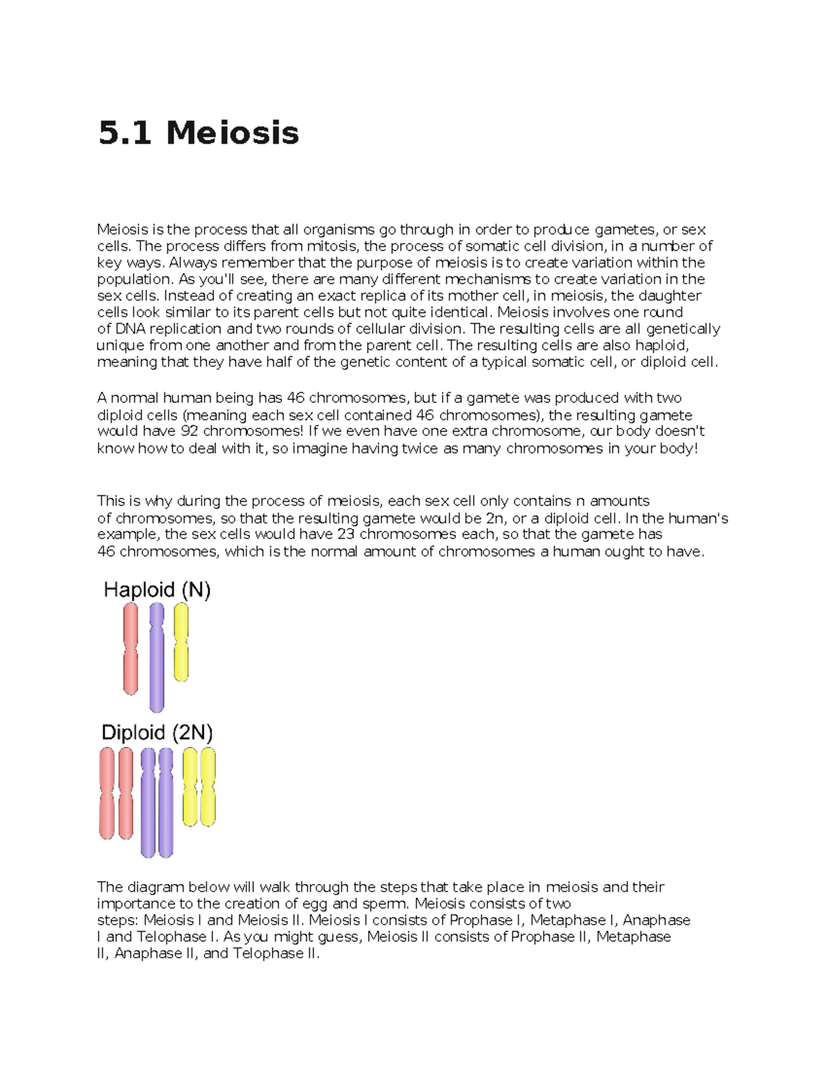 Bio unit 5 notes - unit 5 noted - 5 Meiosis Meiosis is the process that ...
