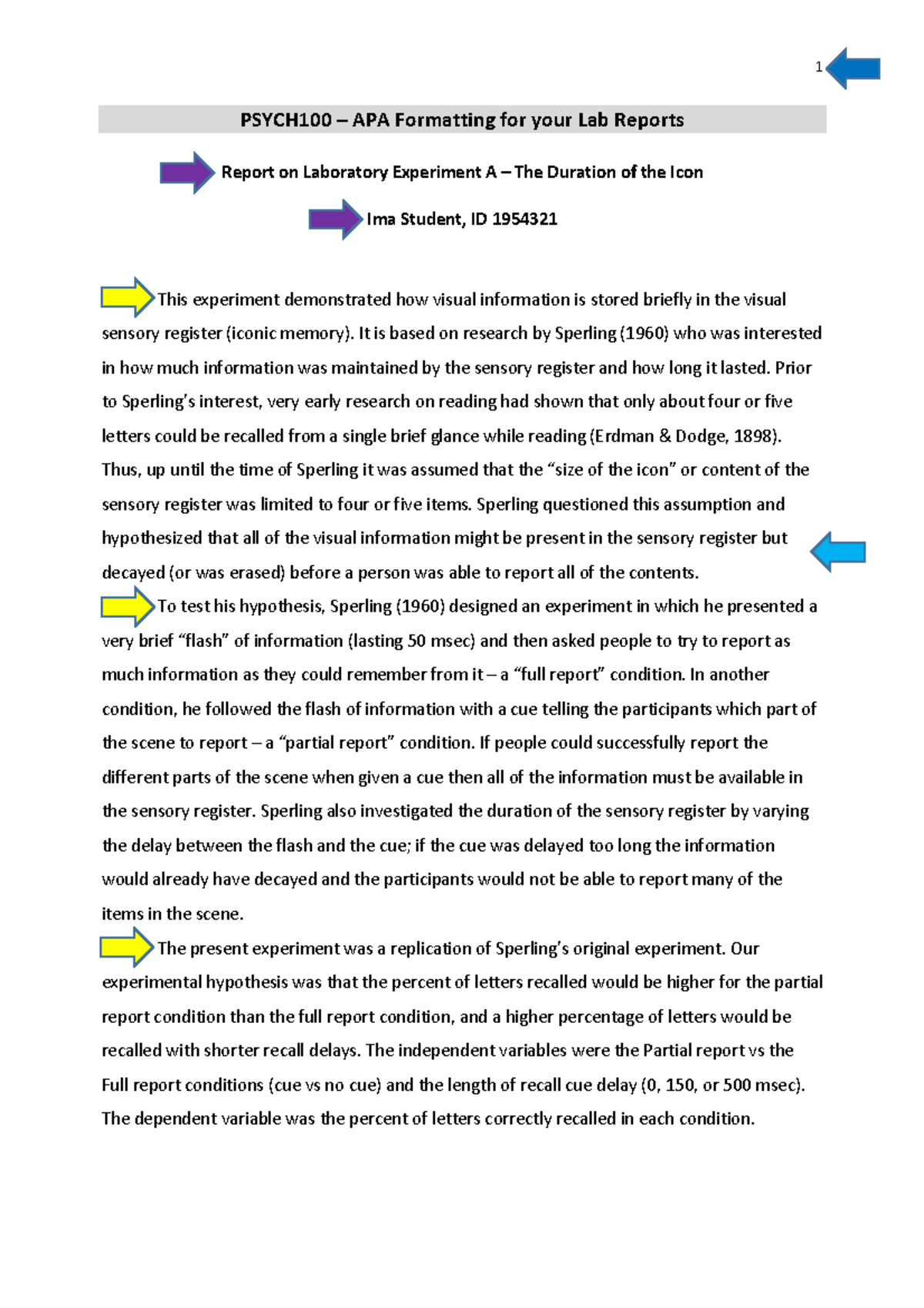 PSYCH100 Report Formatting Guide 11 Mar - PSYCH100 – APA Formatting for ...
