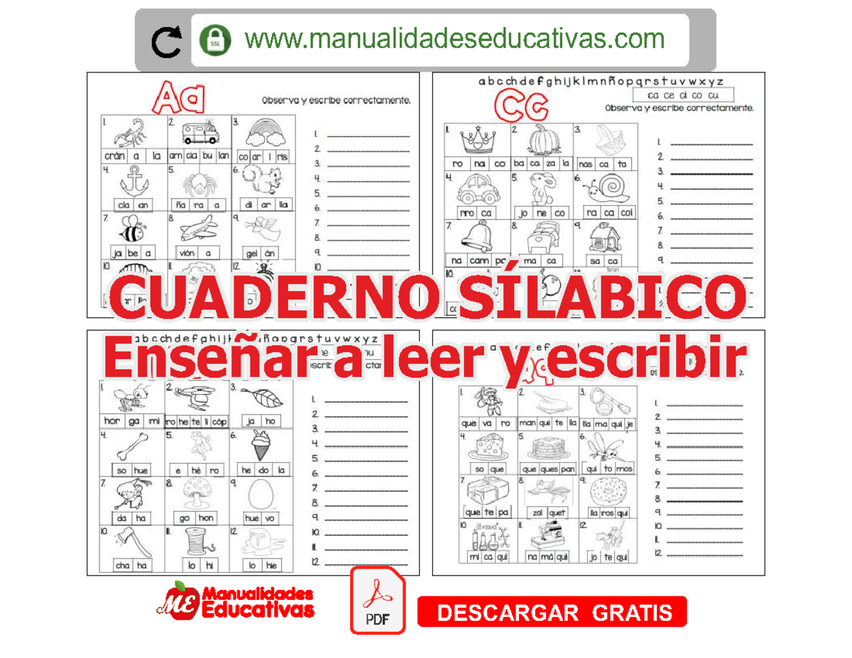 Cuaderno silábico para aprender a leer y escribir - CUADERNO ...