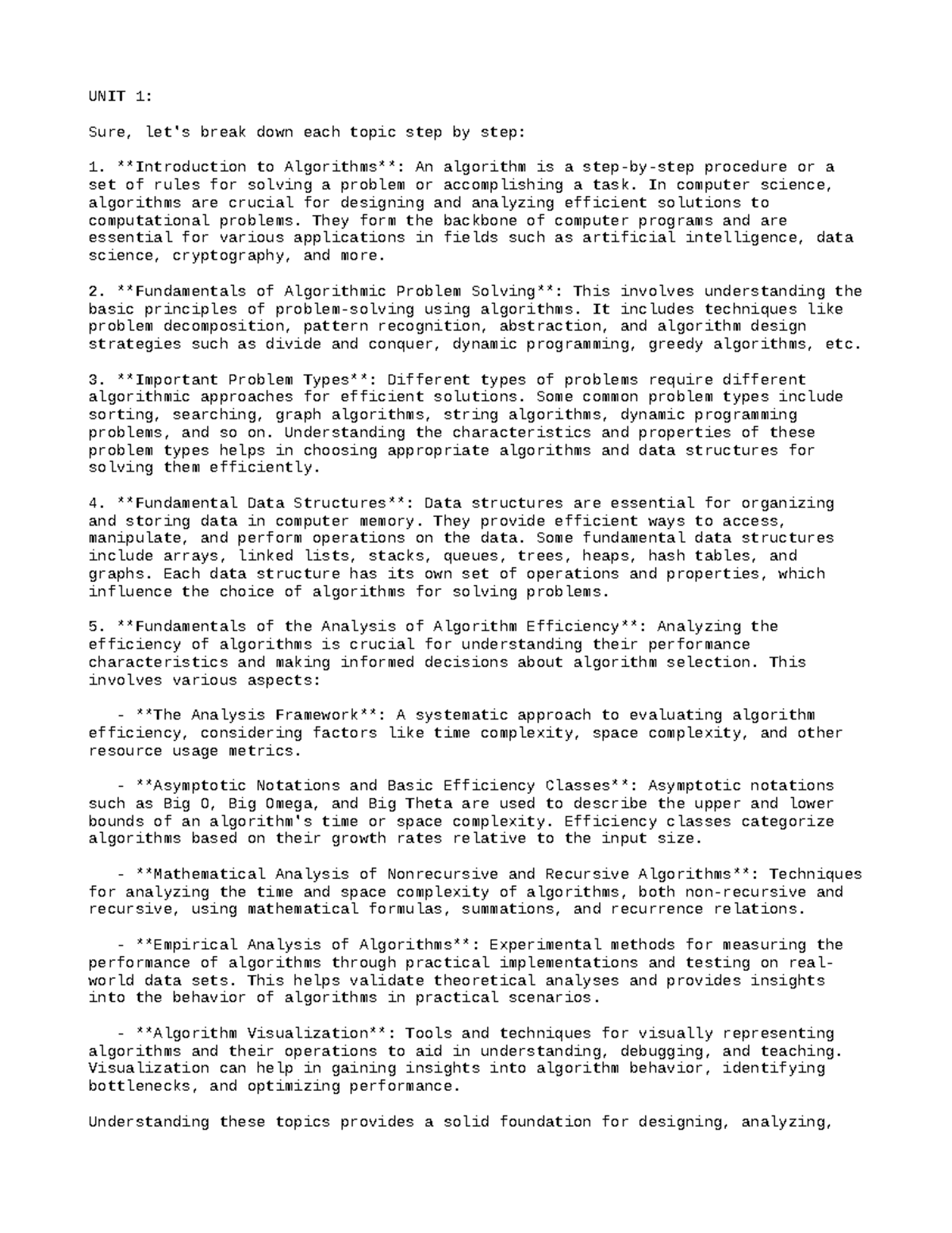 DAA Units - DAA - UNIT 1: Sure, let's break down each topic step by step: Introduction to - Studocu