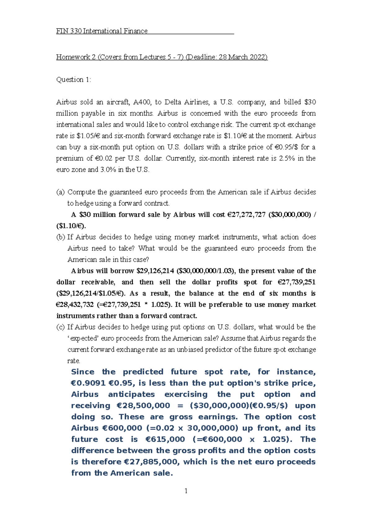 Homework 2 - jbjk - FIN 330 International Finance Homework 2 (Covers ...