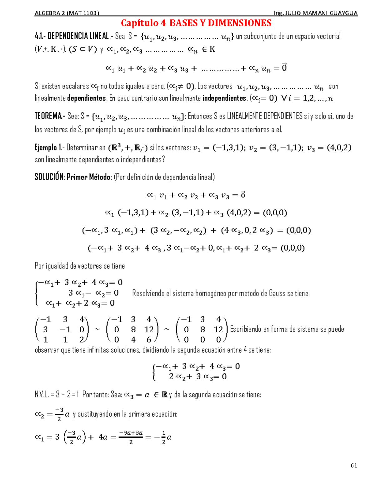 TEMA 4 Algebra 2 - libro del inge guaygua - Capítulo 4 BASES Y ...