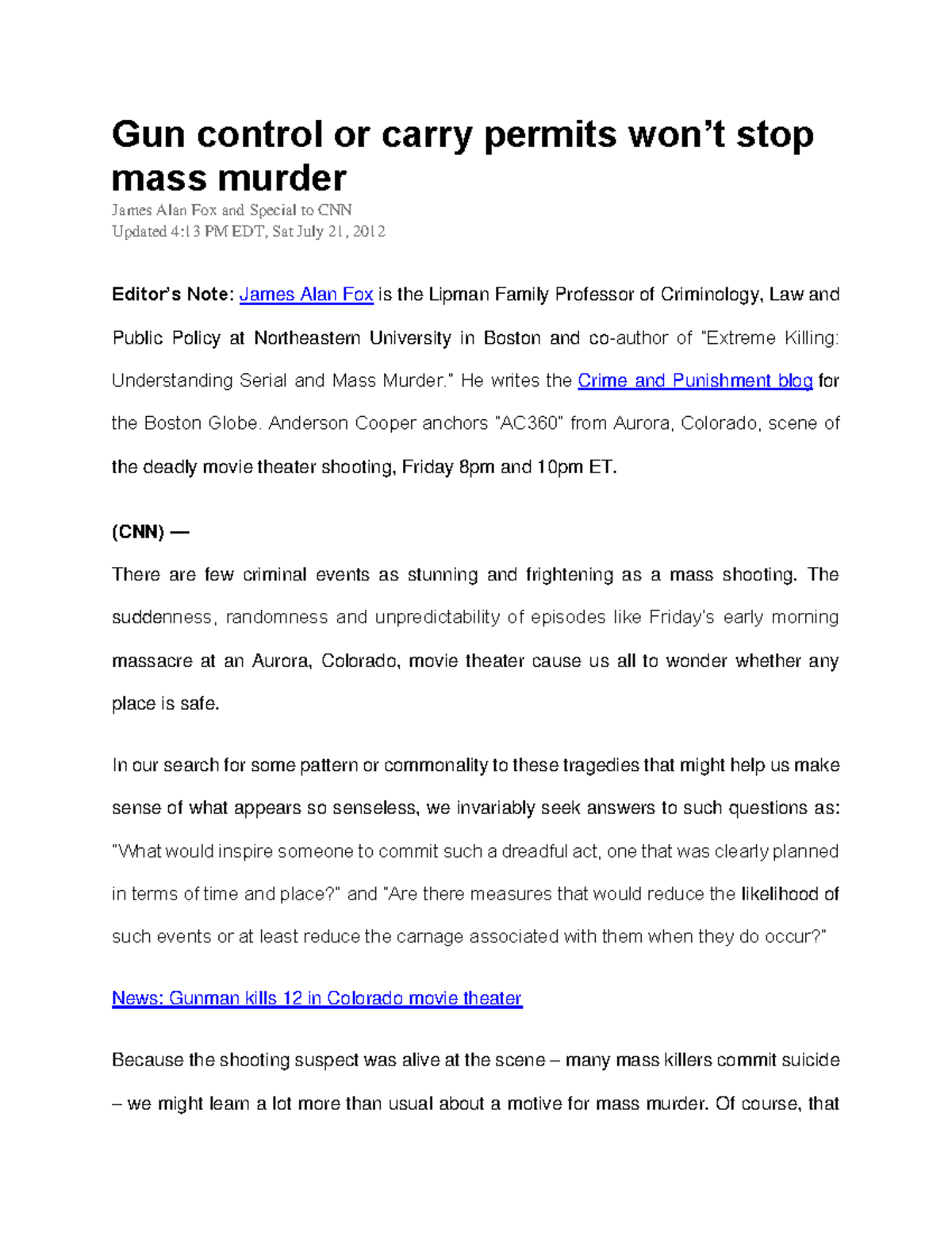 Article E-Gun control or carry permits won - Gun control or carry ...