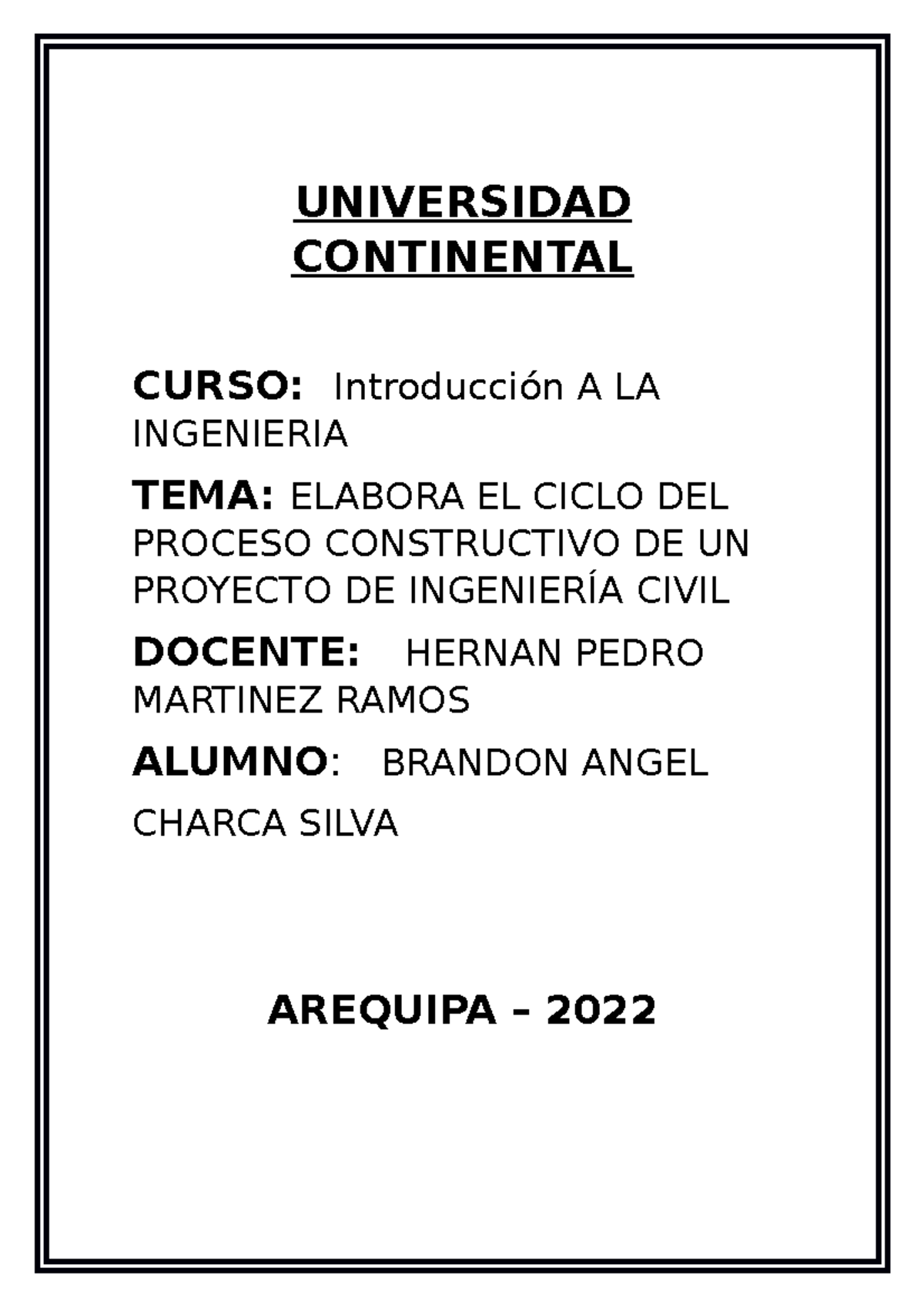 Producto Academico 02 - UNIVERSIDAD CONTINENTAL CURSO: Introducción A LA INGENIERIA TEMA ...