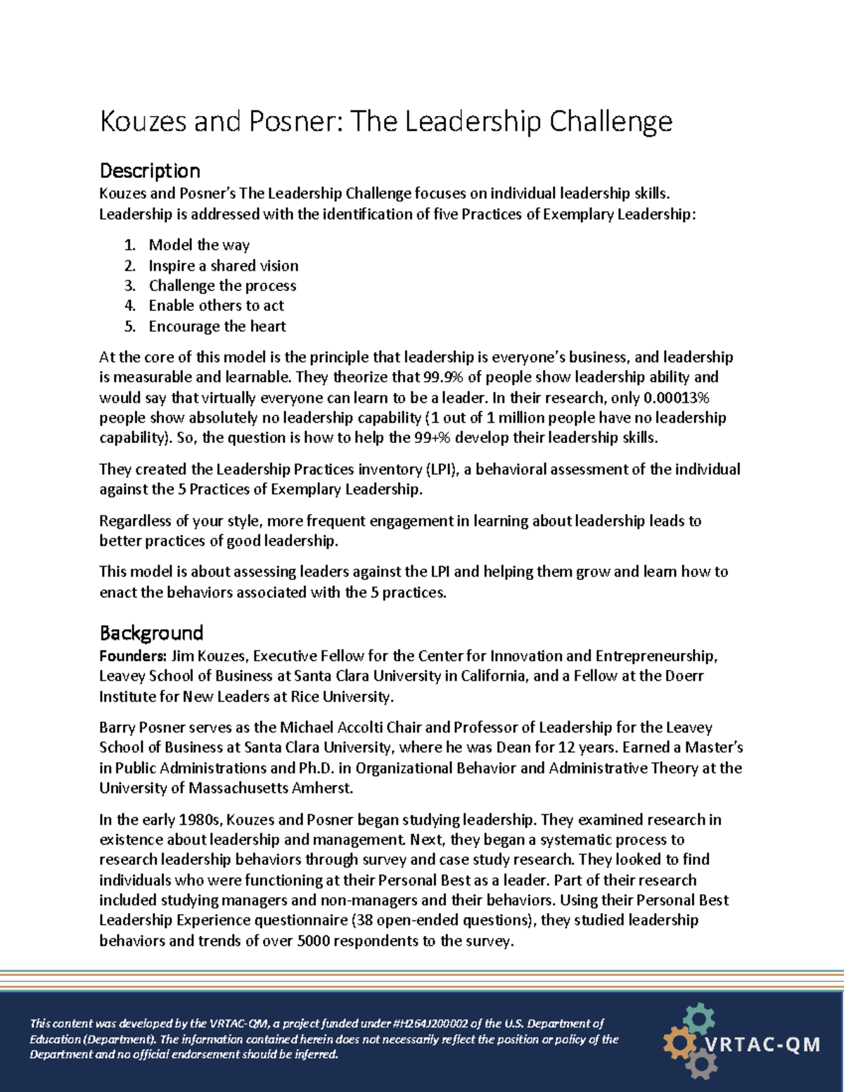 Kouzes and Posner Guide April 2021 - This content was developed by the ...