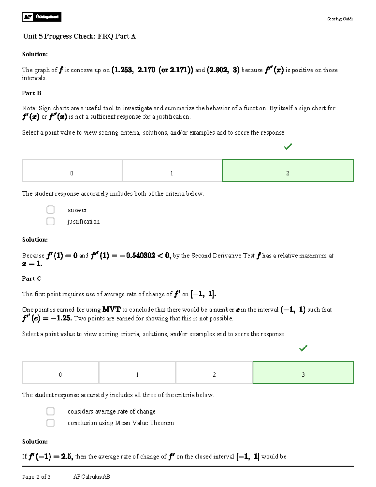 Ap progress 1-5 all 6 - Practice ap calc ab - Solution: The graph of is ...