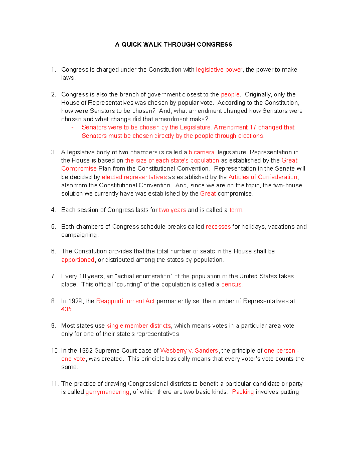 Copy of A Quick WALK Through Congress - A QUICK WALK THROUGH CONGRESS ...