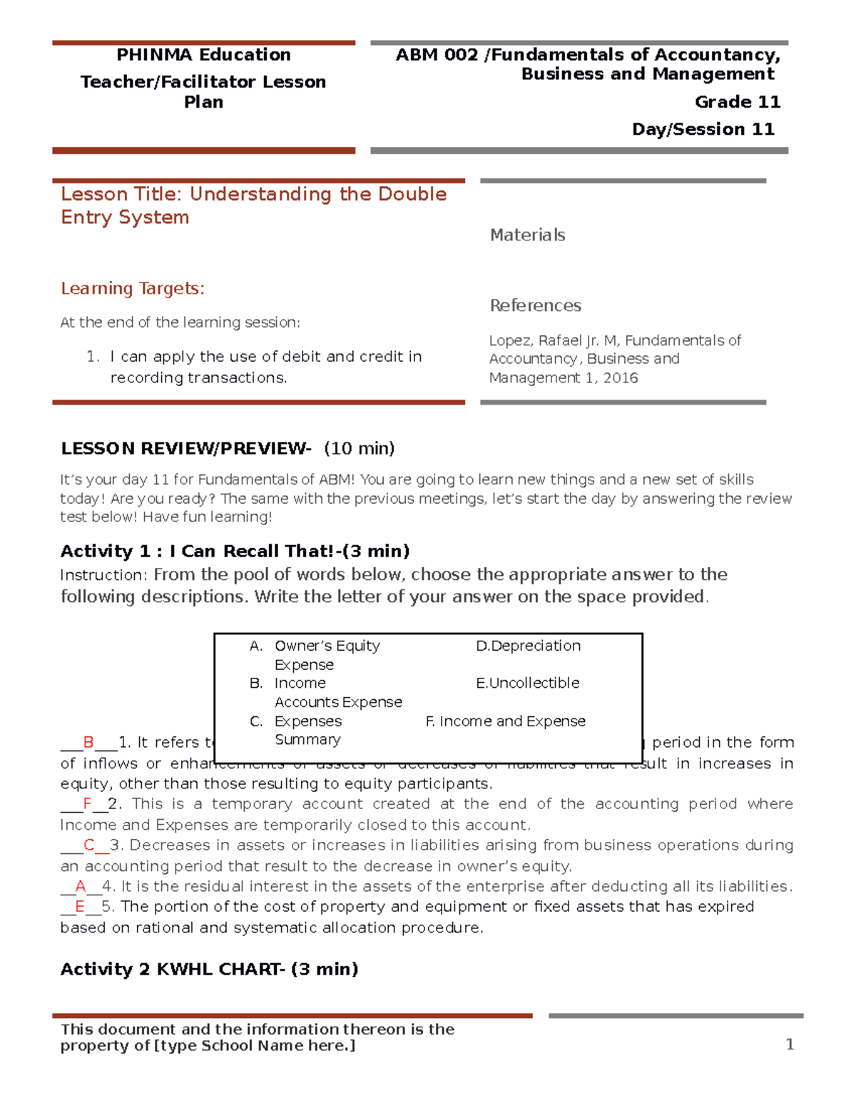 ABM 002 Day 11 TG - Activity Sheets - Teacher/Facilitator Lesson Plan ...