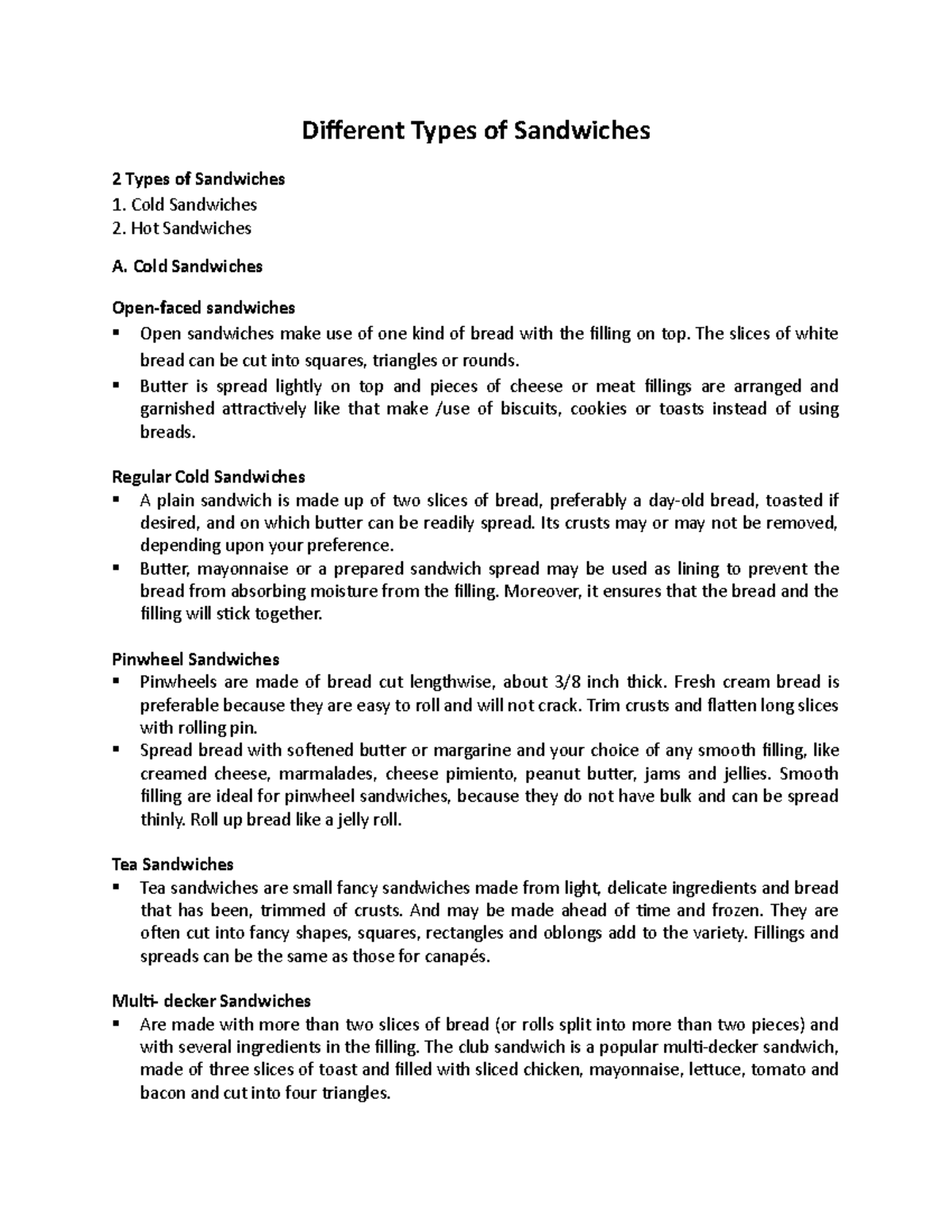 Different Types of Sandwiches - Cold Sandwiches Open-faced sandwiches ...