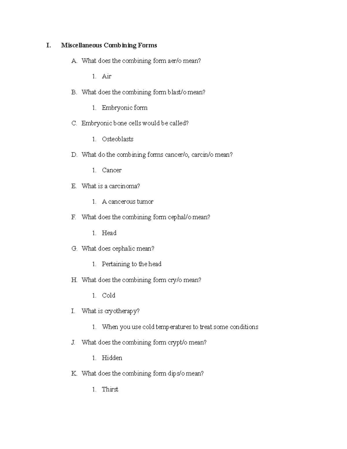 BIO 1100 Medical Terminology CH-3 Miscellaneous Combining Forms - I ...