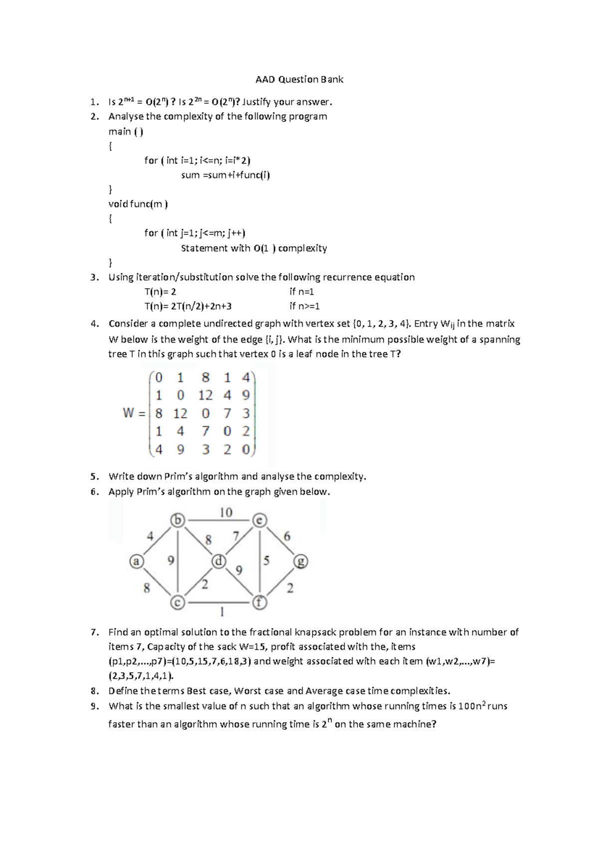 Aad QB Course Question Bank AAD Question Bank Is 2n 1 O 2n Is