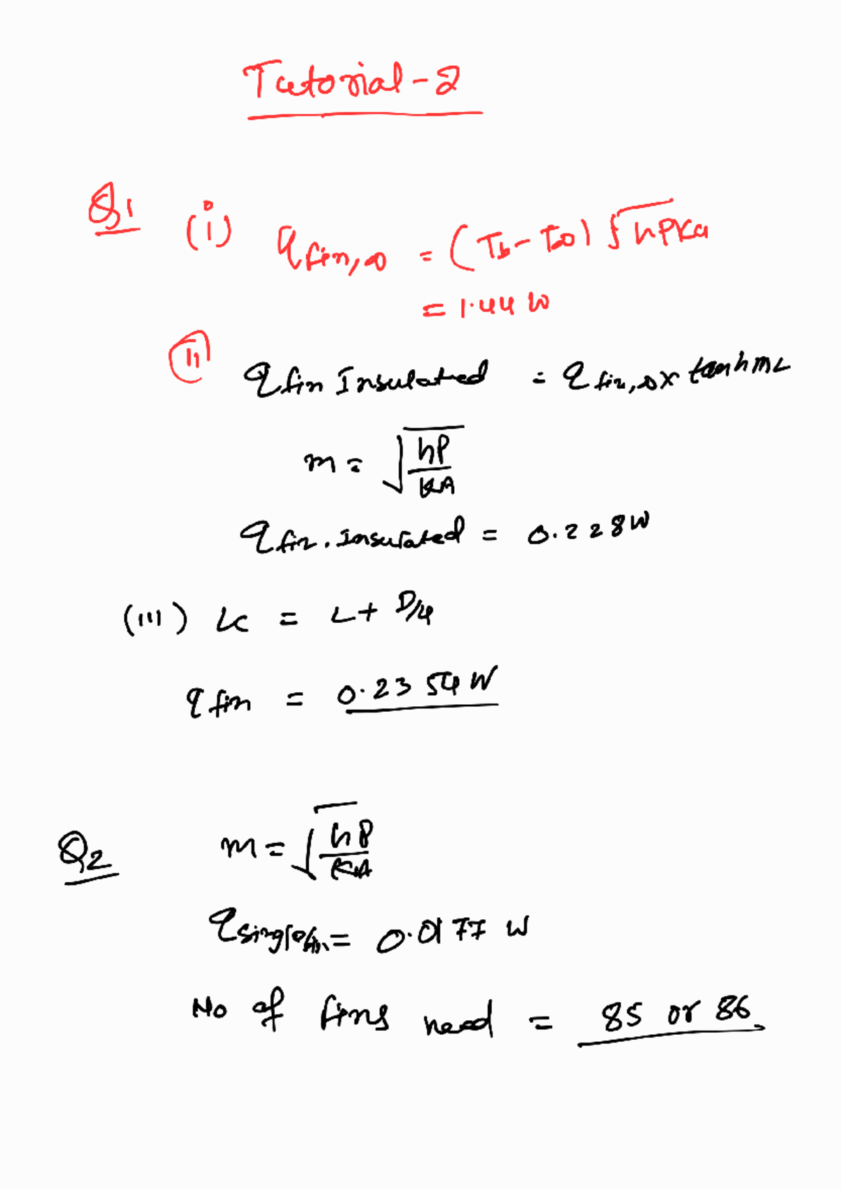 Notes 240920 235834 - heat transfer questions - Q1 (i) Ufin,00 Shikka ...