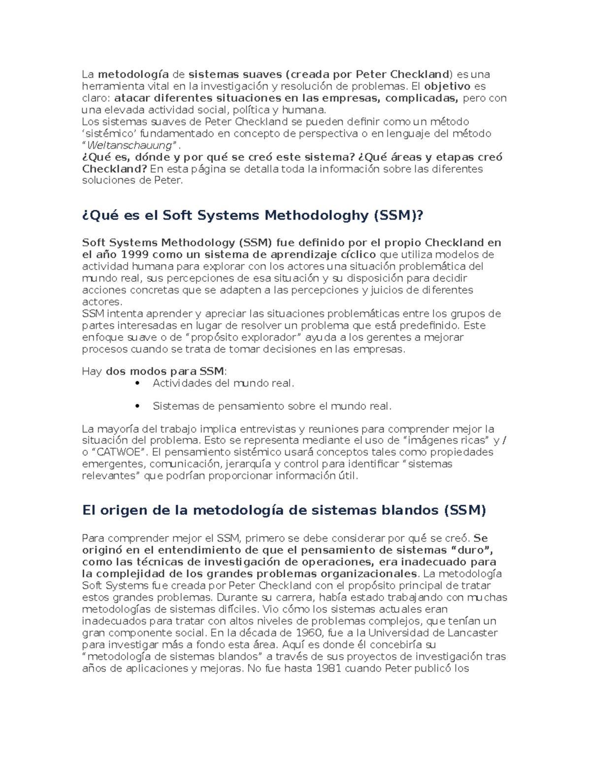 Metodologia - La metodología de sistemas suaves (creada por Peter ...