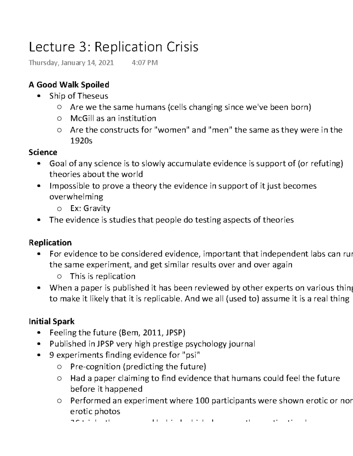 Lecture 3 Replication Crisis - A Good Walk Spoiled Ship of Theseus Are ...