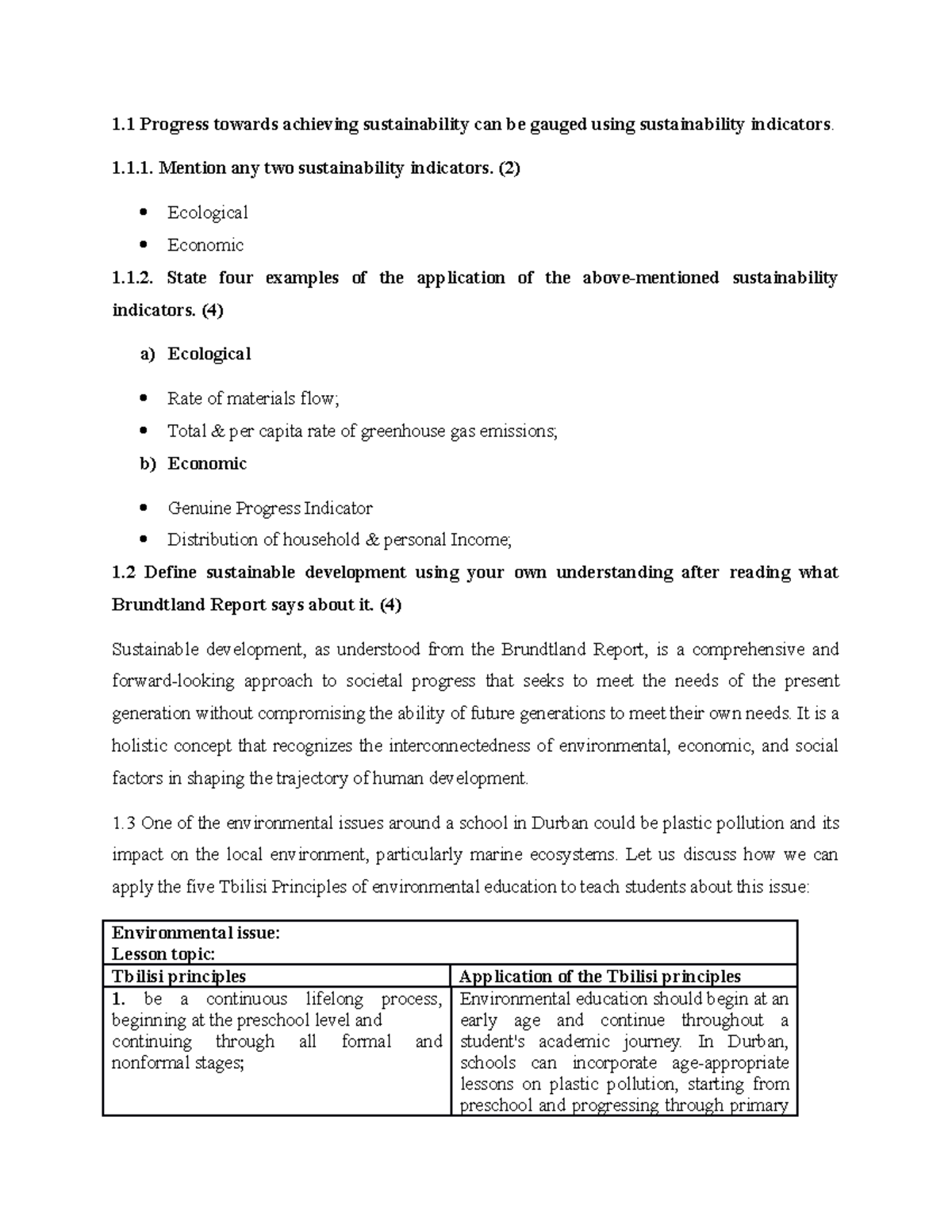 EED2601 Assignment - 1 Progress towards achieving sustainability can be ...