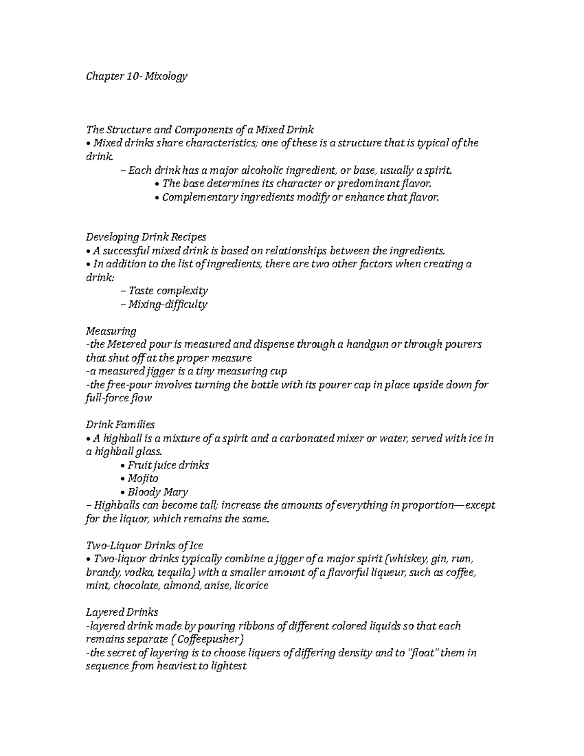 Chapter 10 and 11 - Summary Food and Beverage Studies - Chapter ...