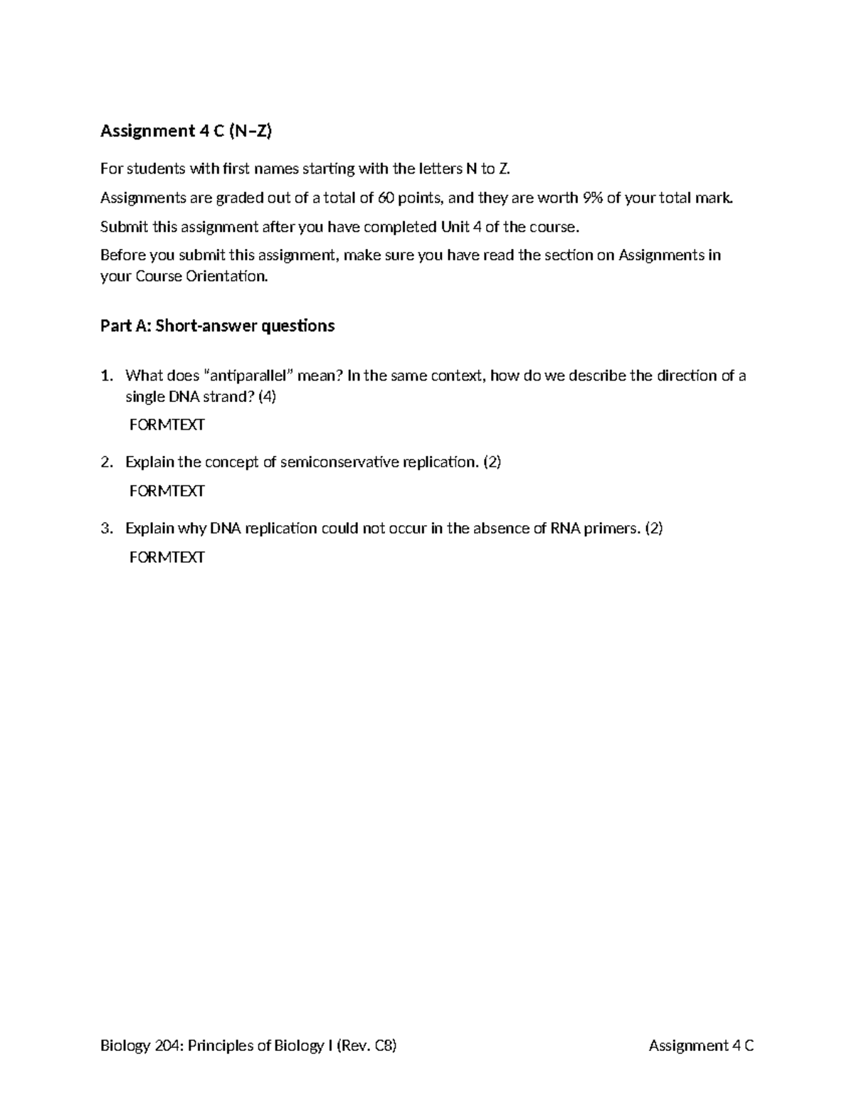 Assignment 4C (N Z) - bio - Assignment 4 C (N–Z) For students with first names starting with the ...