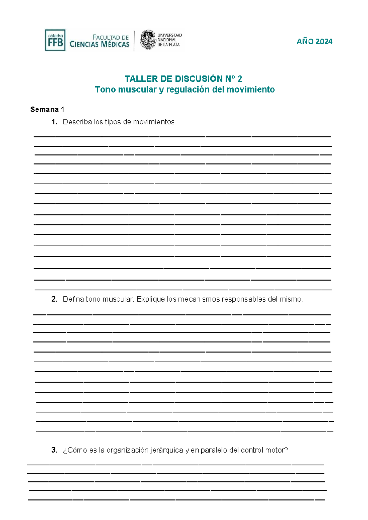 Td D 2 - Tono muscular y actividad motora - 2024 - TALLER DE DISCUSIÓN ...