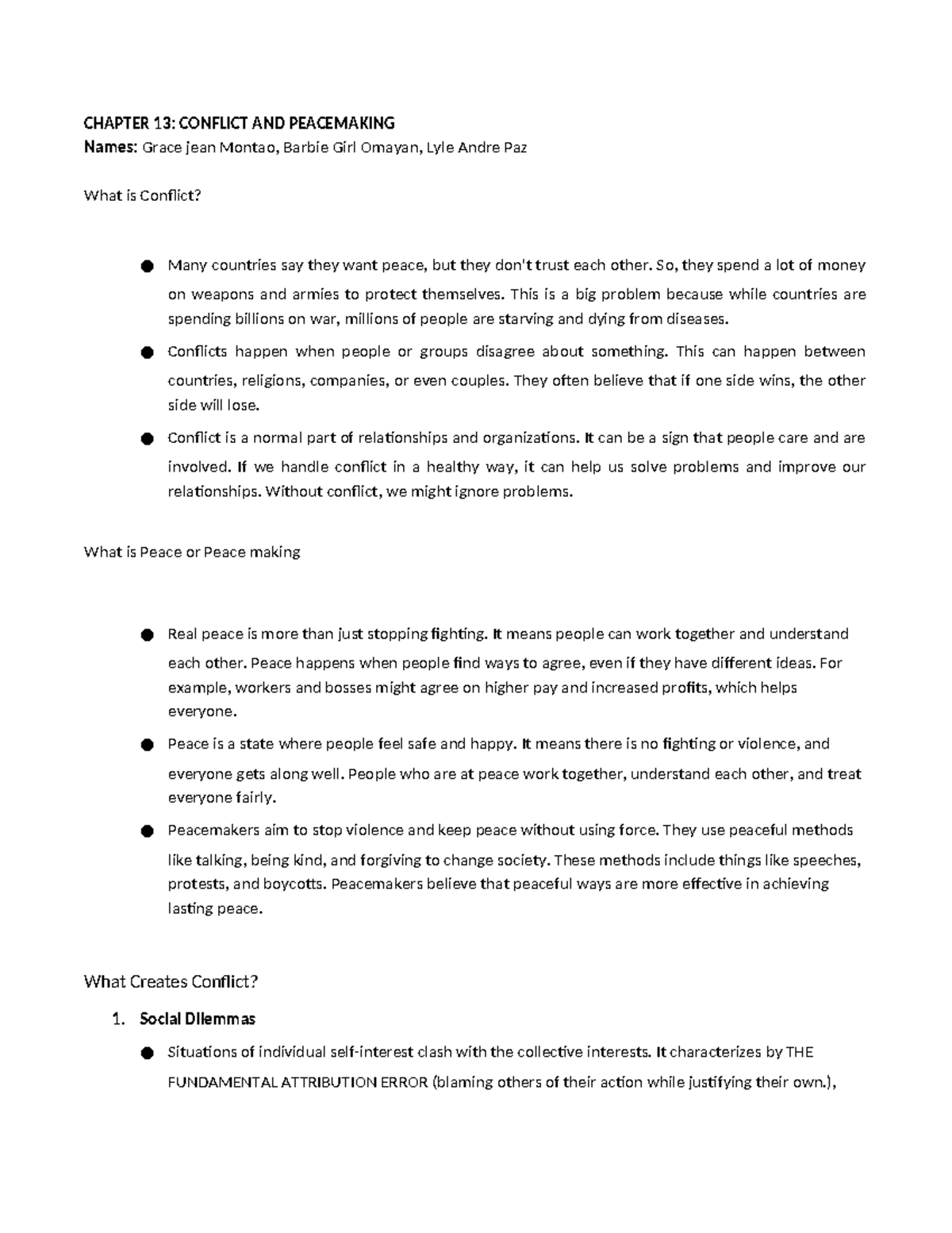 Soc Psych Chapter 13- (Peace and Conflict) - CHAPTER 13: CONFLICT AND ...