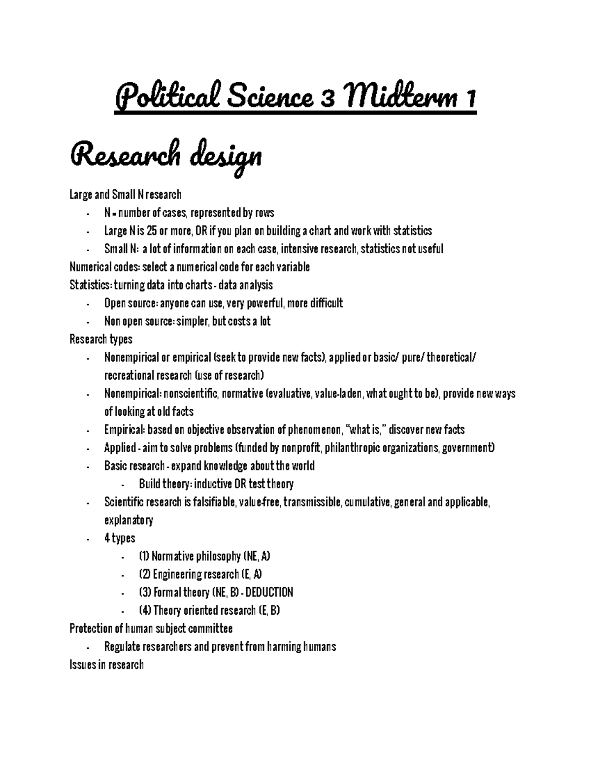 PS 3 MT1 Study Guide - Prof Laura Stoker - Political Science 3 Midterm ...