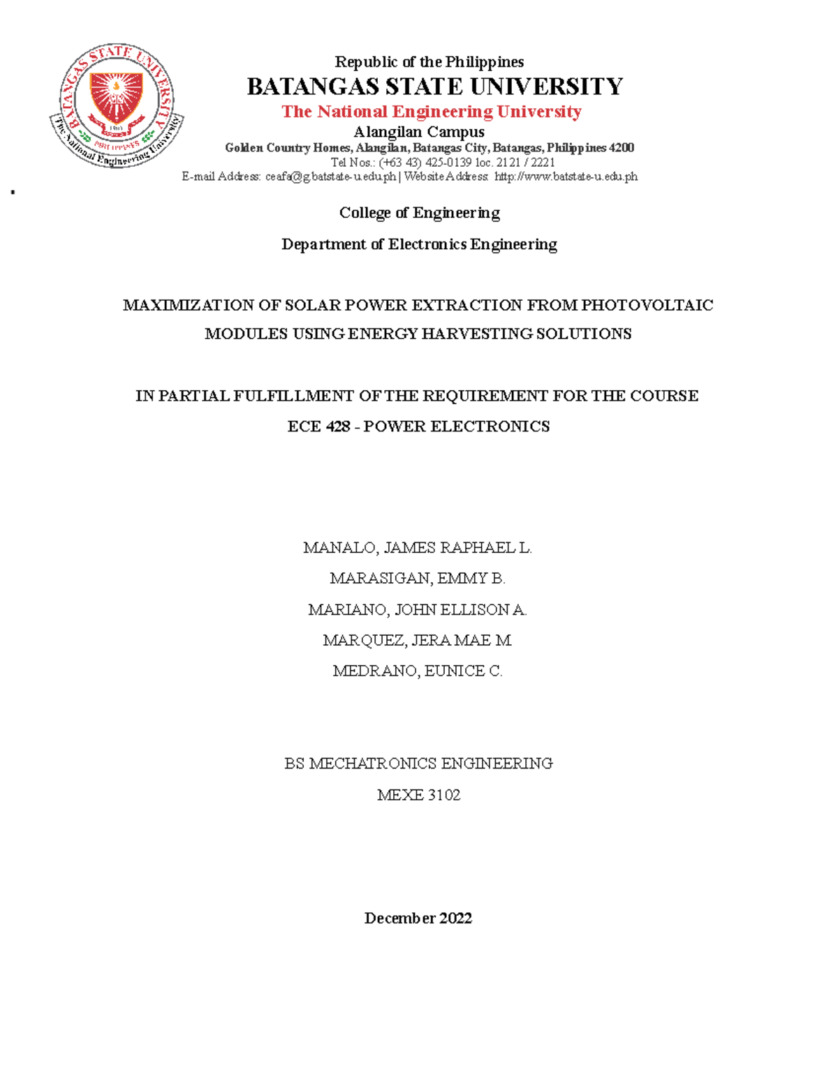 Final Exam in IE - BATANGAS STATE UNIVERSITY The National Engineering ...