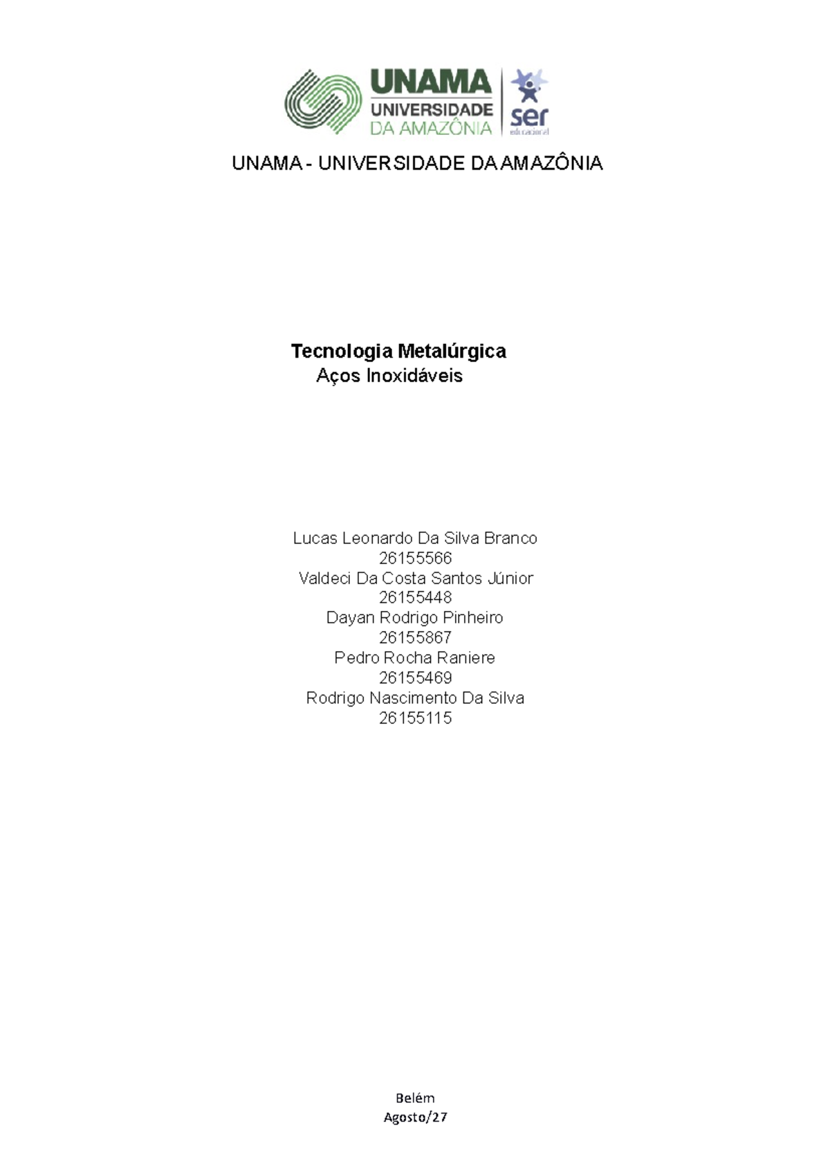 Capa ABNT - CAPA ABNT ( Renovada) - UNAMA - UNIVERSIDADE DA AMAZÔNIA ...