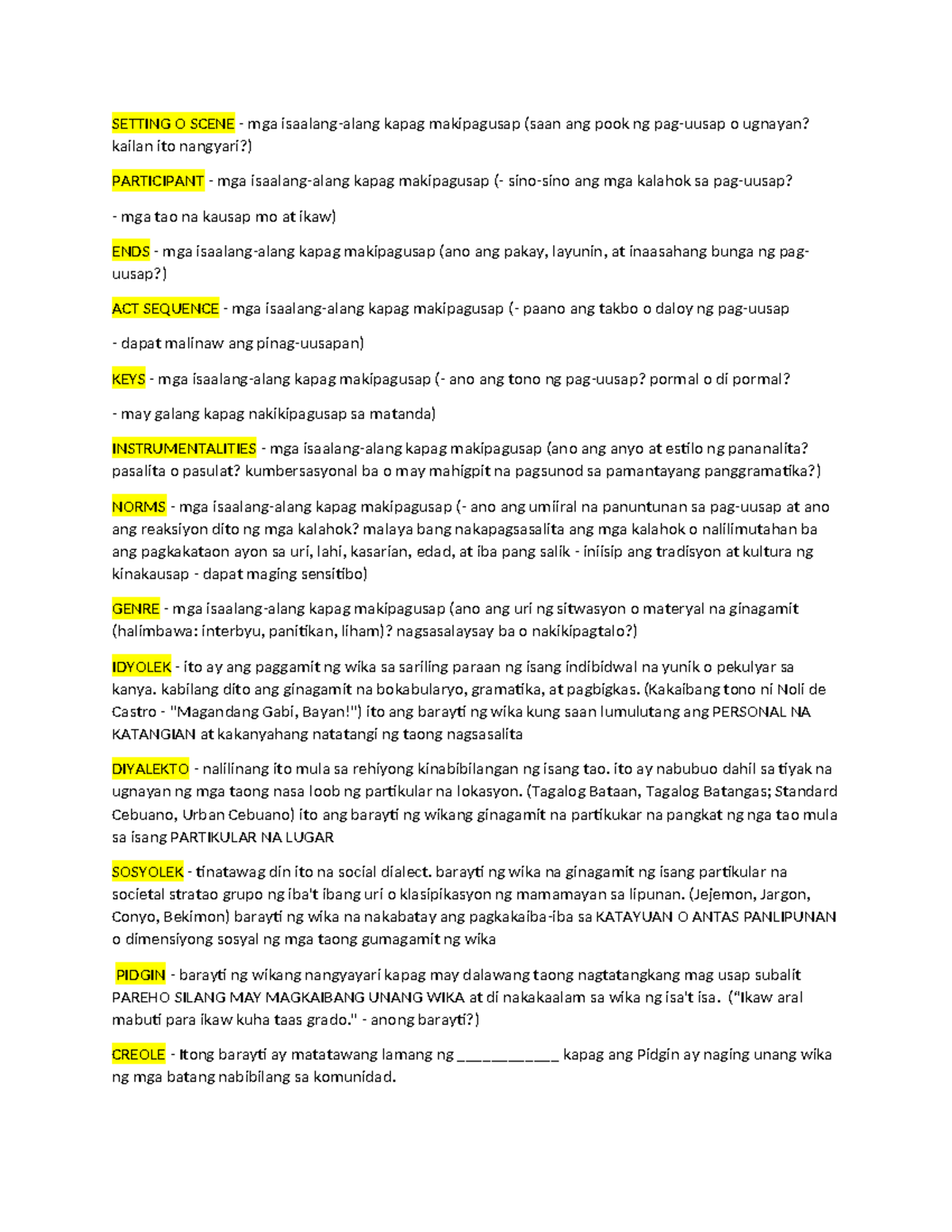 Filipino reviewer - SETTING O SCENE - mga isaalang-alang kapag ...