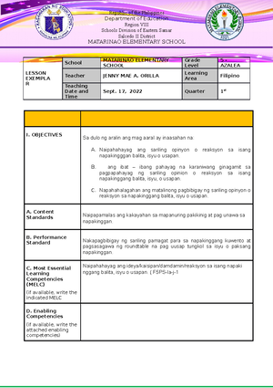 EDUC 102 Lesson PLAN - Semi- Detailed Lesson Plan School LEYTE NORMAL ...