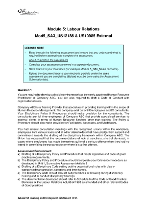 Personnel Management N4 Assignment 1 - Oxbridge Academy Personnel ...