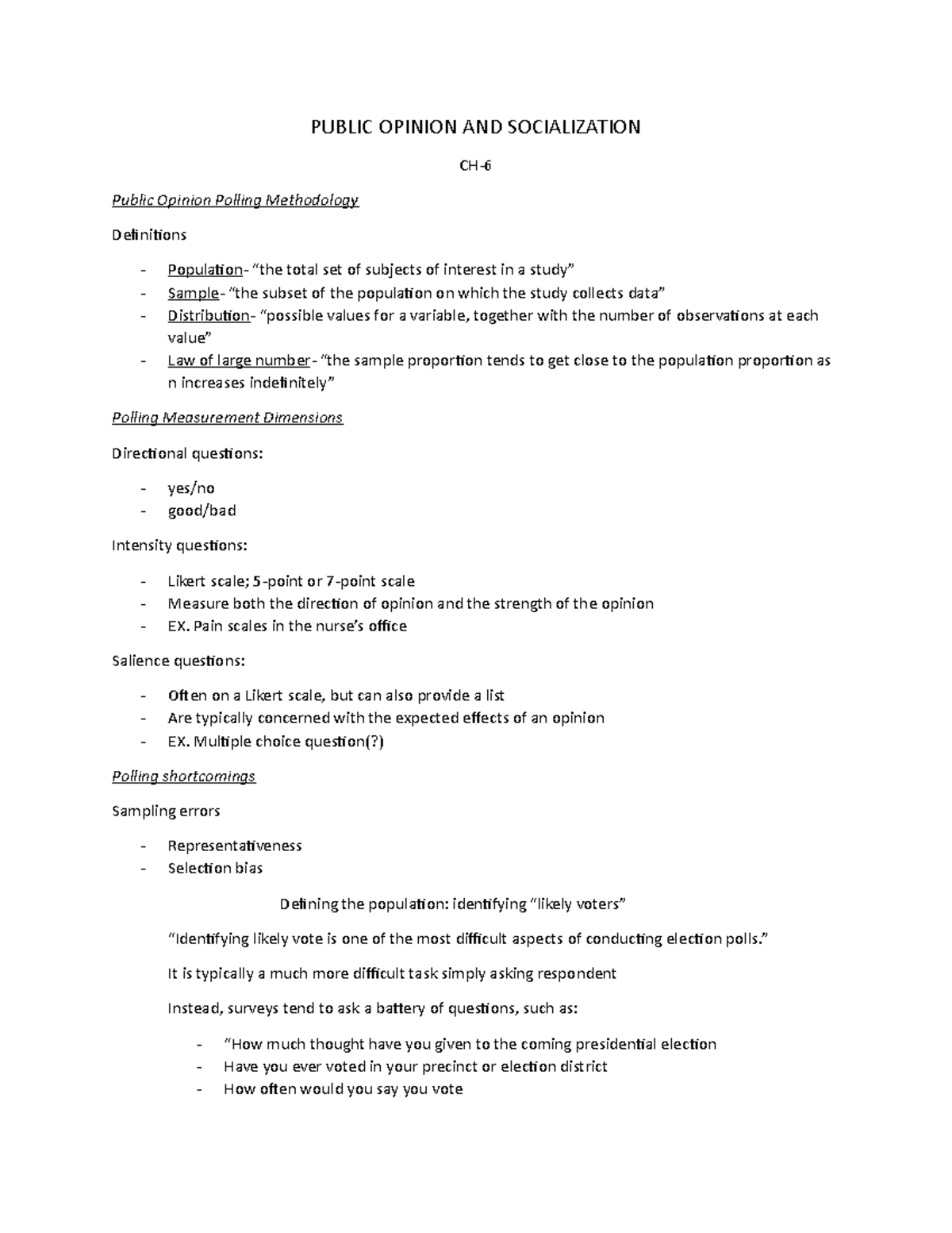 Public Opinion AND Socialization - PUBLIC OPINION AND SOCIALIZATION CH ...