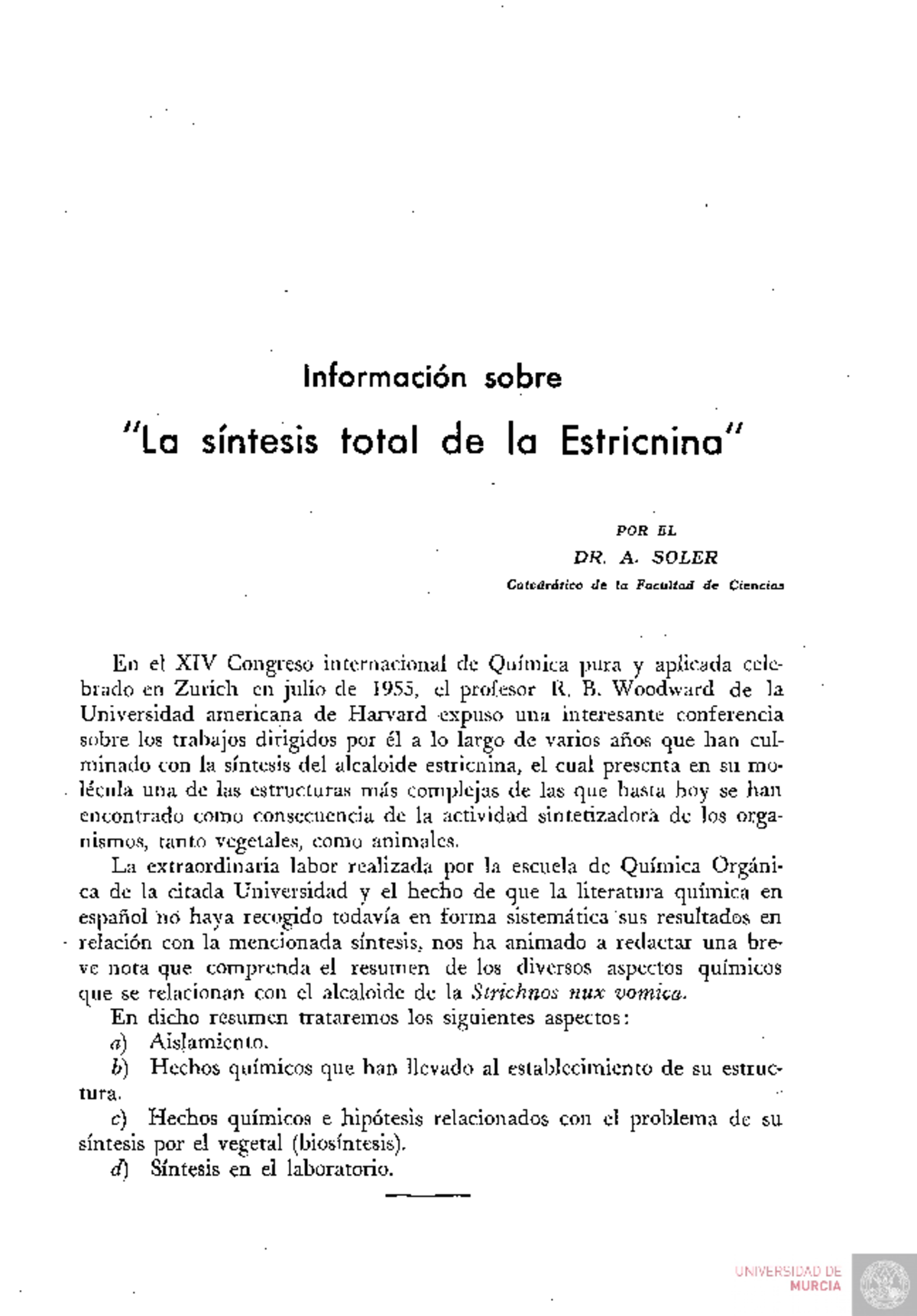 Información sobre La síntesis total de la Estricnina - FARMACOLOGÍA ...