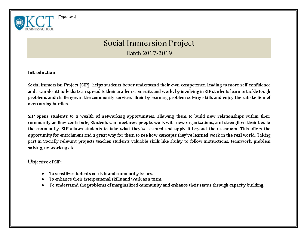 Sipreport 2019 - The report is given - Social Immersion Project Batch ...