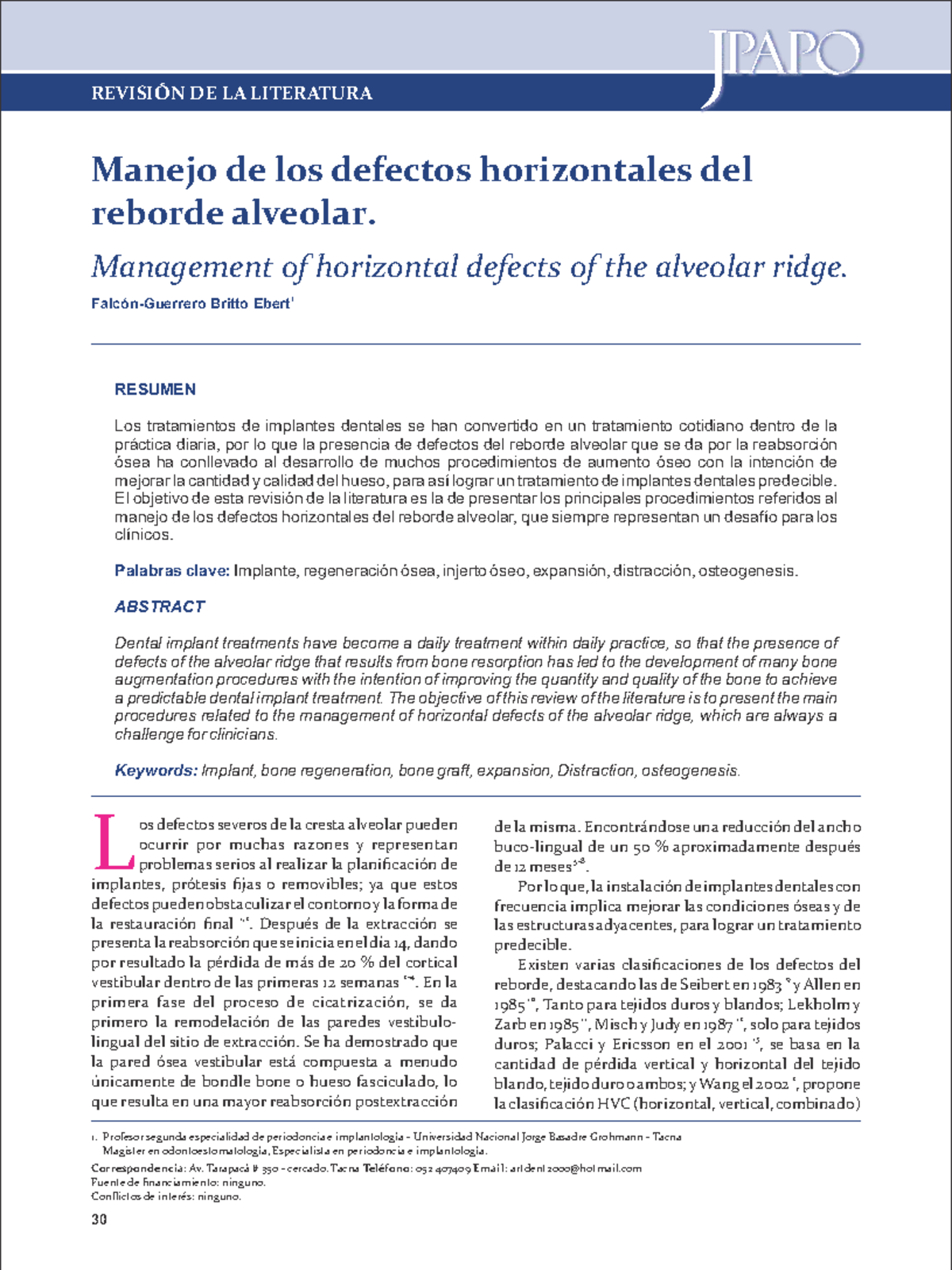 Defectos Horizontales - Management of horizontal defects of the ...