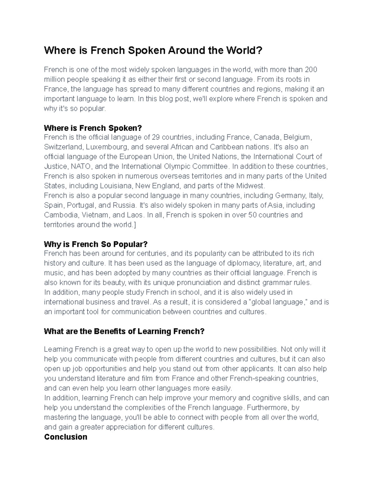 Where is French Spoken Around the World - From its roots in France, the ...