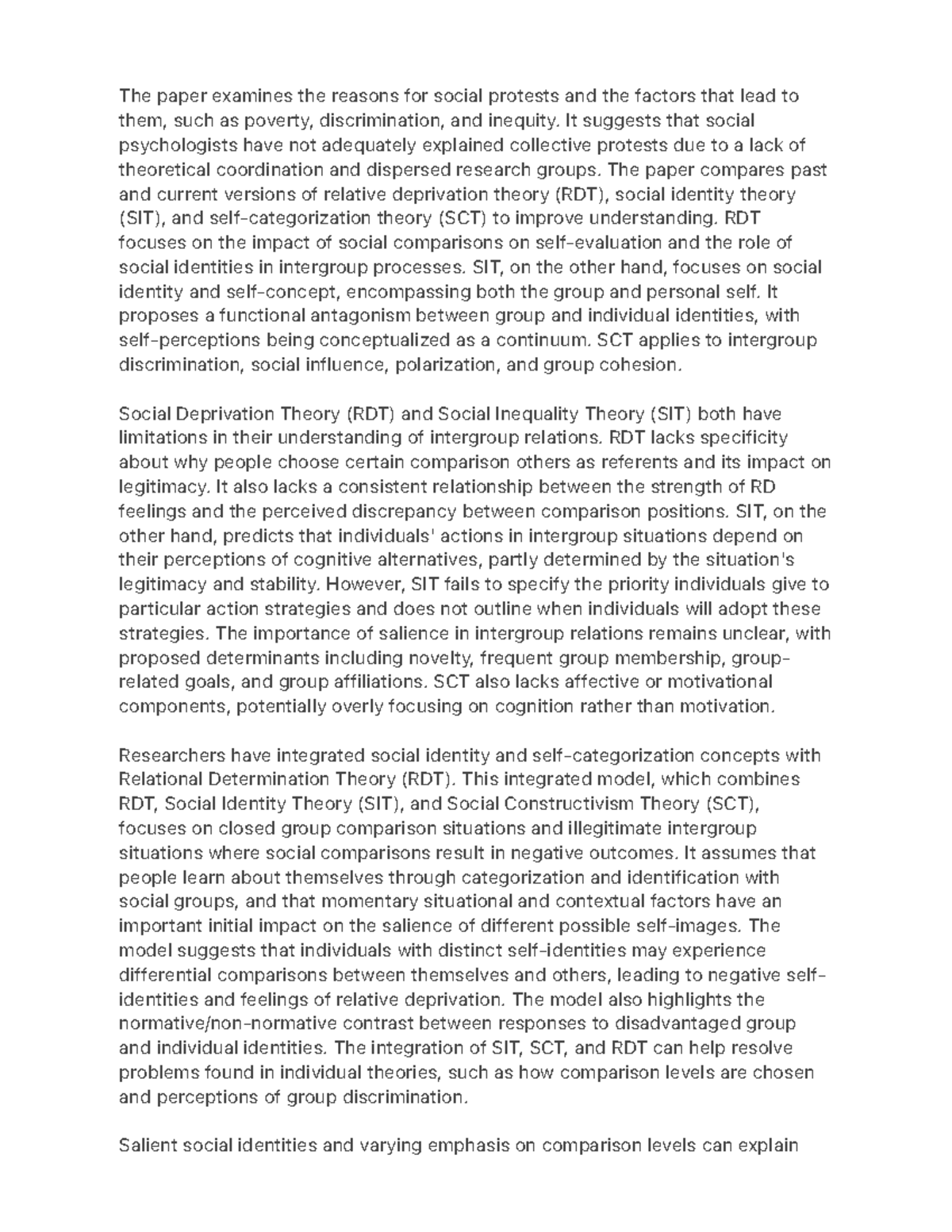 The paper examines the reasons for social protests and the factors ...