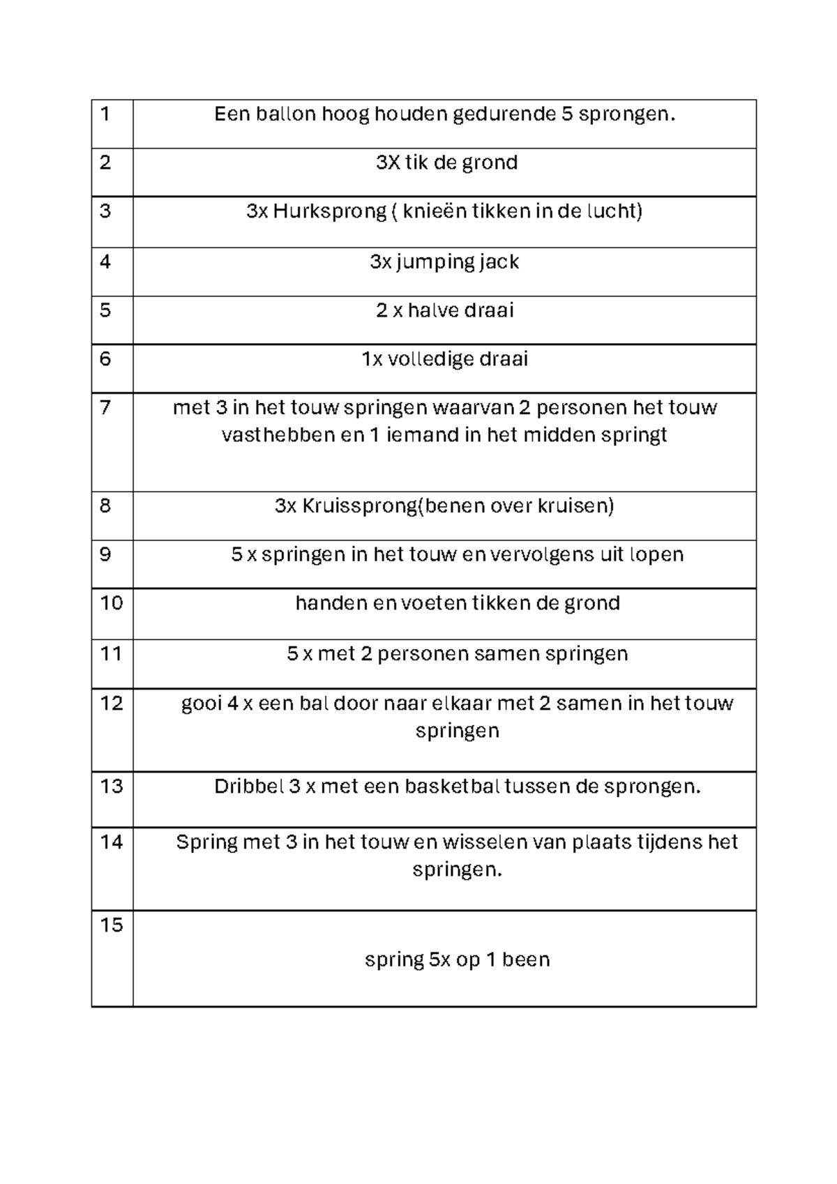 Opdrachtenblad long rope - 1 Een ballon hoog houden gedurende 5 ...