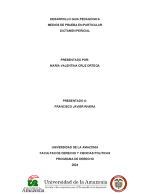 Guía 8 - GUIA DE APUNTES SOBRE MATERIAL PROBATORIO - GUÍA 8 •CONTENIDO ...