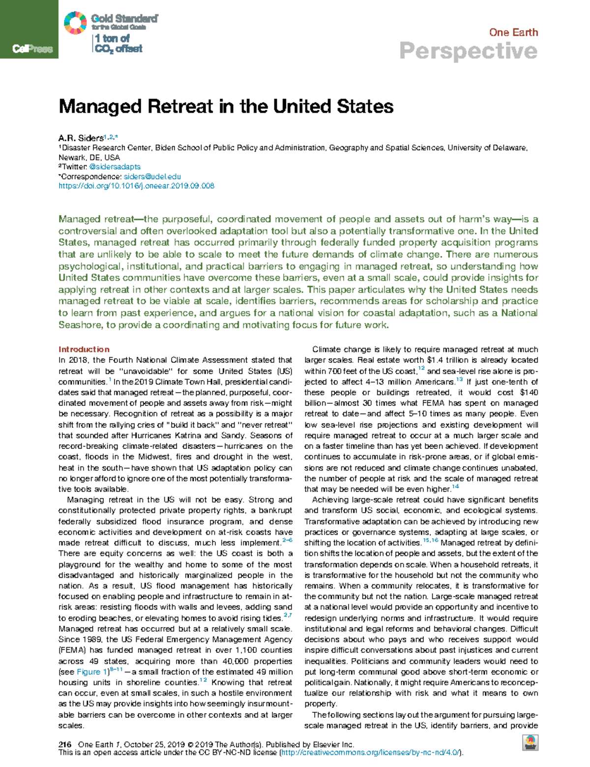 Siders 2019 Managed Retreat in the United States copy 2 - Perspective ...