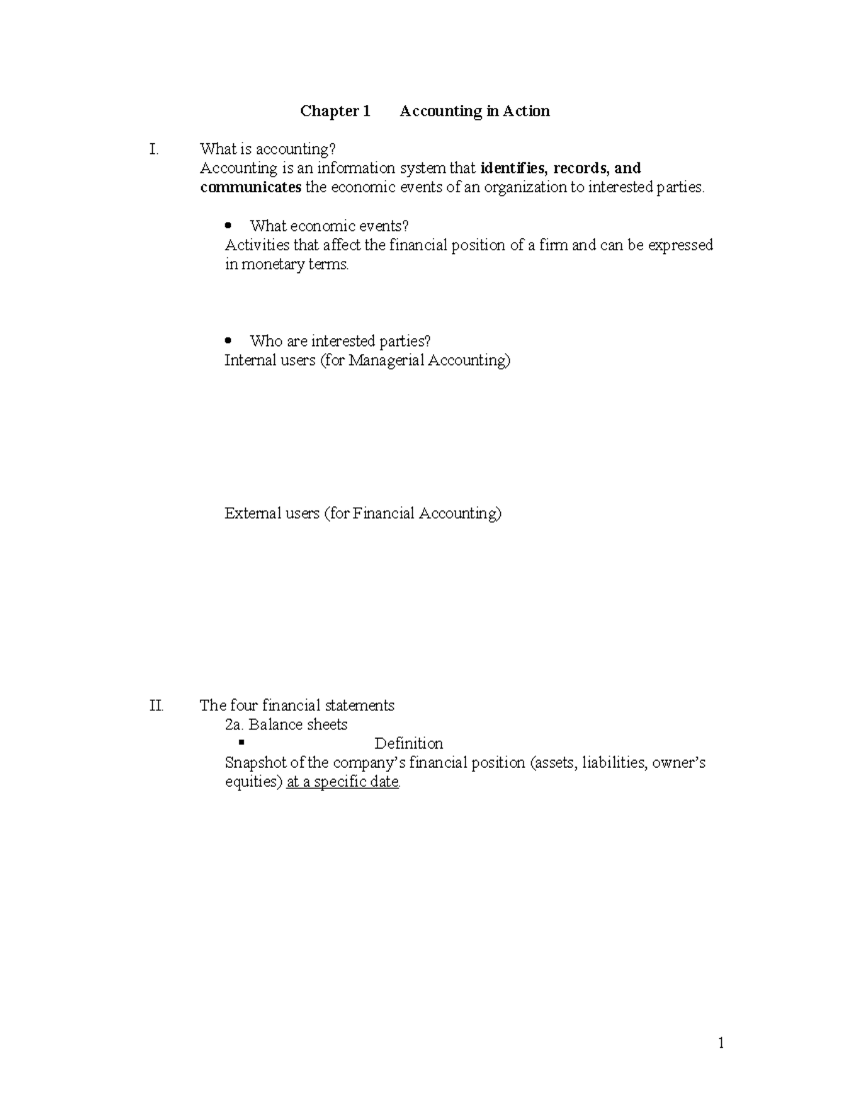 Handout chp1 student - Chapter 1 of the financial accounting class with ...