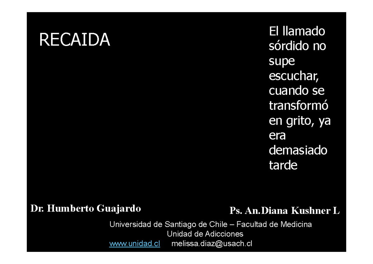 6 Prevención de recaida - RECAIDA El llamado sórdido no supe escuchar ...