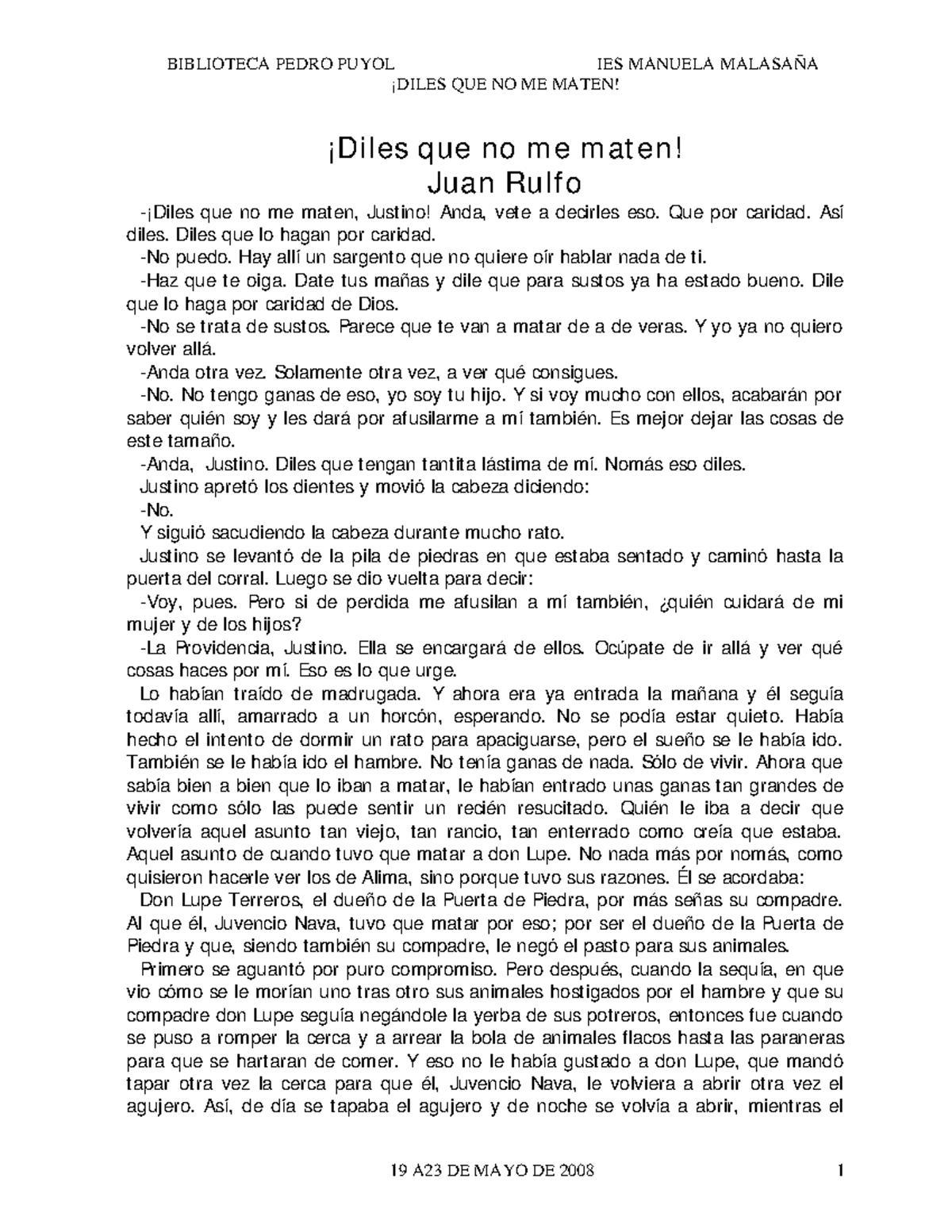 Dilesque nomematen - Leer - ¡DILES QUE NO ME MATEN! ¡Diles que no me ...